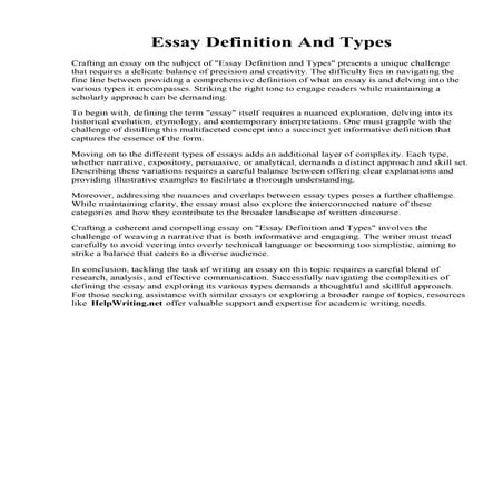 Essay Definition And Types | PDF