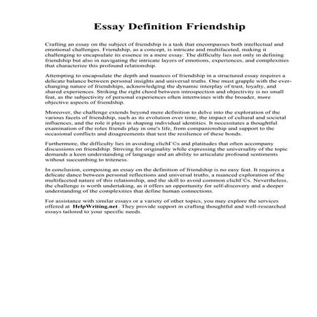 Essay Definition Friendship | PDF