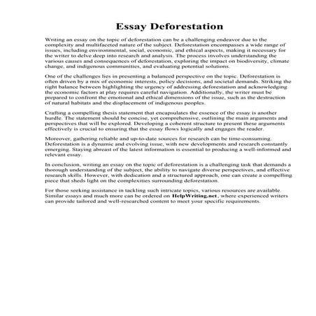 Essay Deforestation. Deforestation and The Economy - Free Essay Example ...