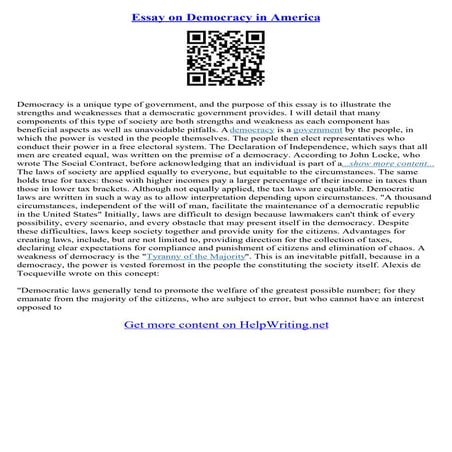 Essay About Democracy | PDF