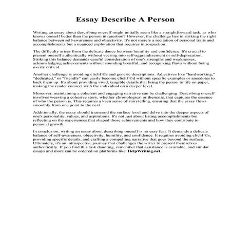 Essay Describe A Person. Macalester College | PDF