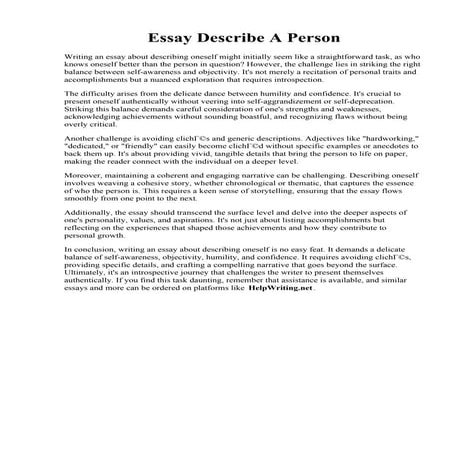Essay Describe A Person. College essay: Describe a person personality ...