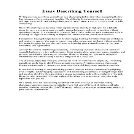 Essay Describing Yourself | PDF