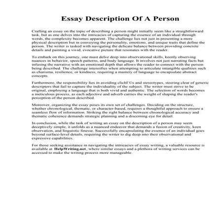 Essay Description Of A Person. University of Massachusetts Amherst | PDF
