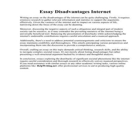 Essay Disadvantages Internet | PDF
