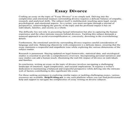 Essay Divorce. Narrative essay divorce. Attitudes Toward Marriage and ...