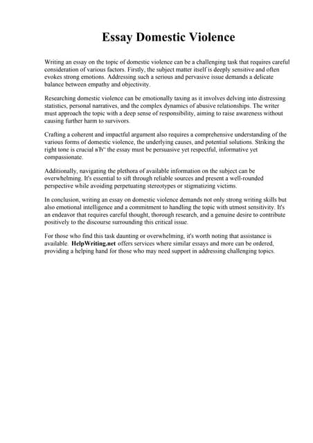 Violence Against Women Essay. University of Idaho | PDF