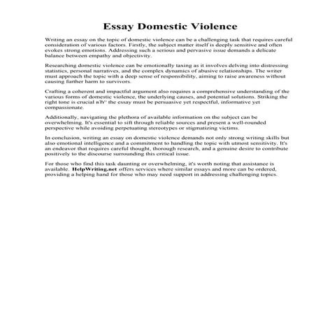 Essay Domestic Violence | PDF