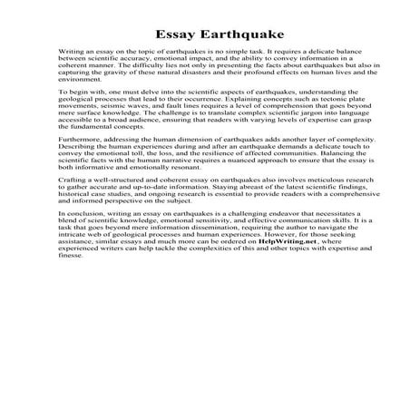 Essay Earthquake. Essay of earthquake - Convincing Essays with ...