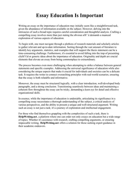Education Importance Essay | PDF