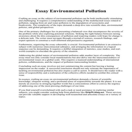 Essay Environmental Pollution. University of Missouri-St. Louis | PDF ...