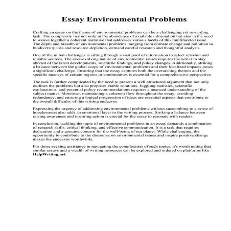 Essay Environmental Problems.pdf | Environment | Science