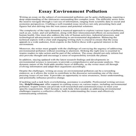 Essay Environment Pollution | PDF