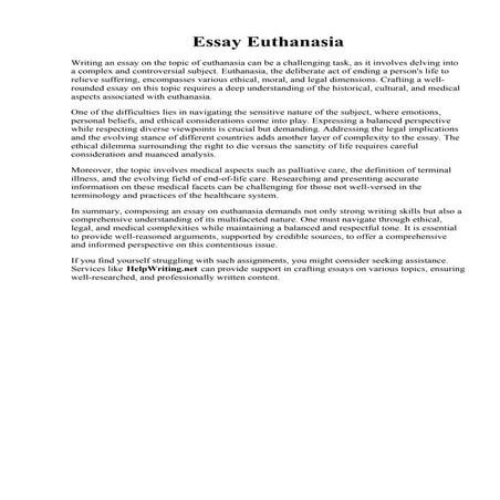 Essay Euthanasia | PDF