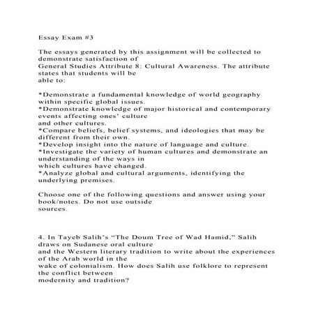 Essay Exam #3 The essays generated by this assignment will be co.docx