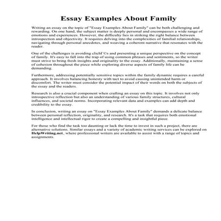 Essay Examples About Family. College Essay: My family essay | PDF