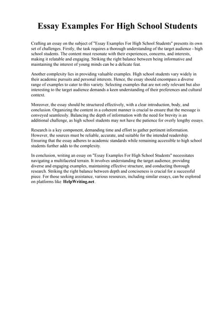 English Essays For High School Students.pdf | Secondary Education ...