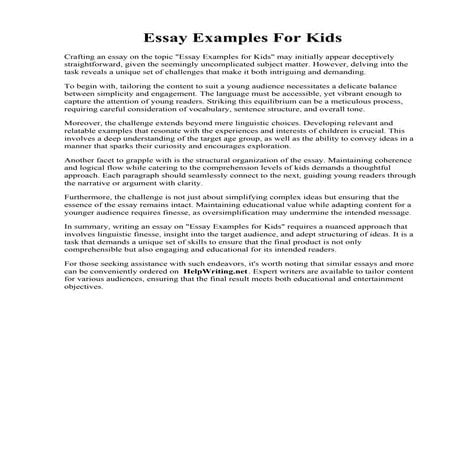 Essay Examples For Kids | PDF | Mental Health | Diseases and Conditions