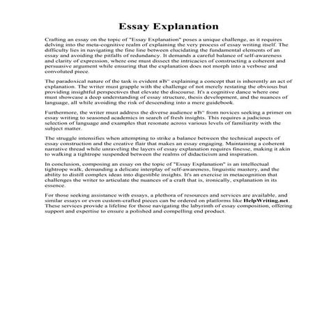 Essay Explanation | PDF