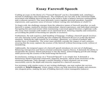 Essay Farewell Speech.pdf | Funeral | Personal Celebrations & Life Events