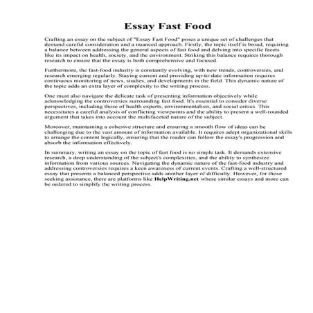 Essay Fast Food | PDF