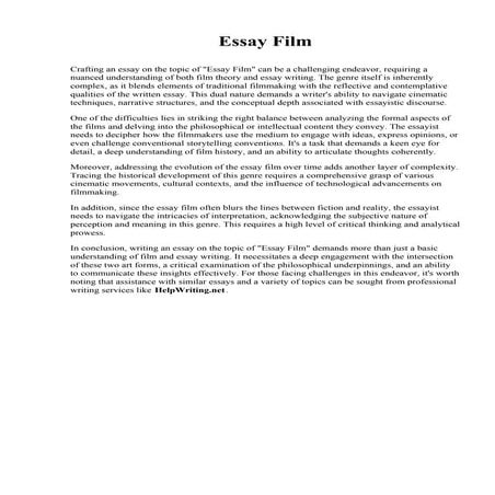 Film Analysis Essay Example. The University of Tampa | PDF