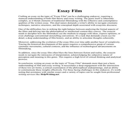 Essay Film. film essay. Film essay example. How To Write A Good Movie ...