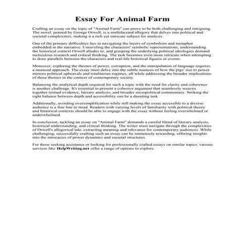Essay For Animal Farm. Final Copy Animal Farm Essay Example Languages | PDF