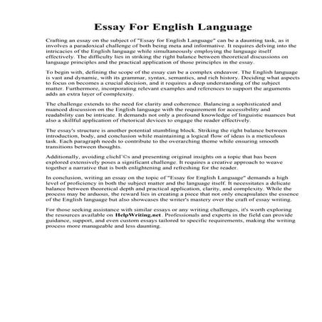 Essay For English Language | PDF