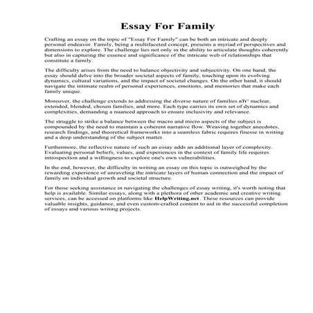 Essay For Family | PDF