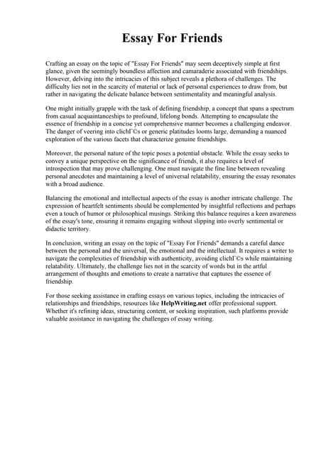 My Best Friend Essay | PDF