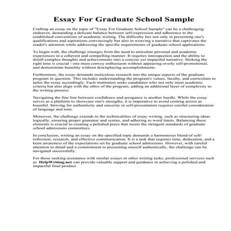 Essay For Graduate School Sample | PDF