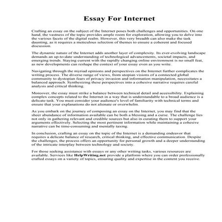 Essay For Internet. Saint Anselm College | PDF