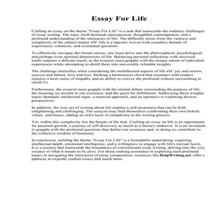 Essay For Life. Hobart and William Smith Colleges | PDF