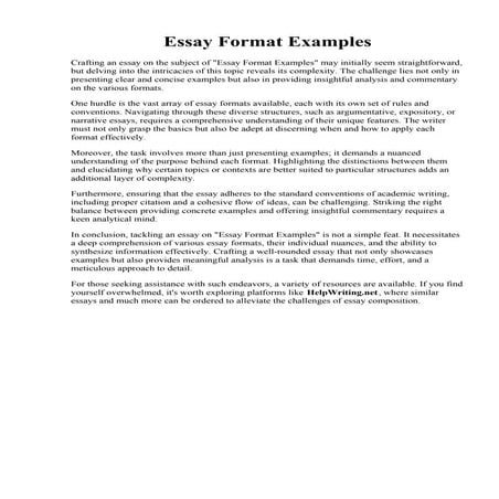Essay Format Examples. How to Write In College Essay Format OCC NJ | PDF