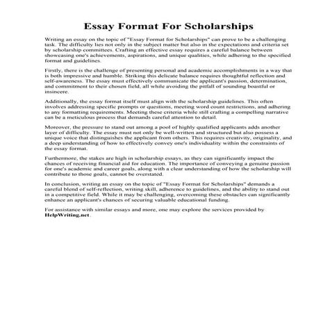 Essay Format For Scholarships. Best Scholarship Essay Examples Winning ...