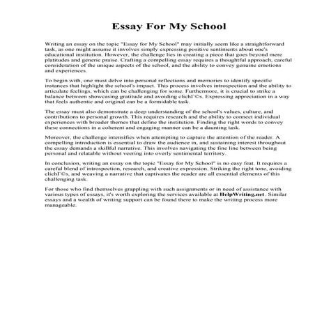 Essay For My School | PDF