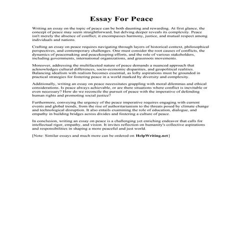 Essay For Peace | PDF