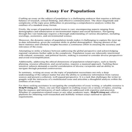 Essay For Population. Oklahoma Panhandle State University | PDF | Science