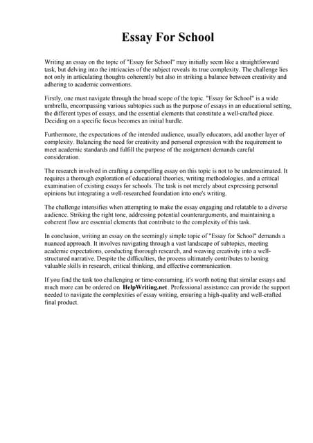 Sample Essays For High School Students | PDF