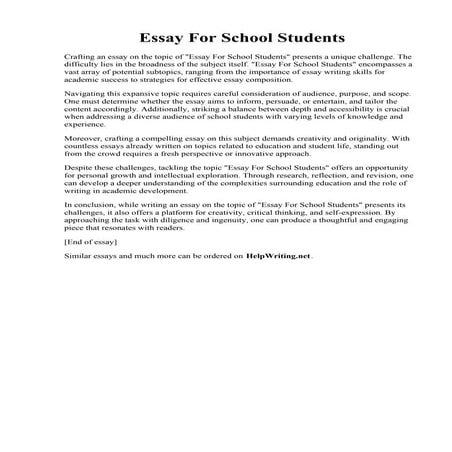 Essay For School Students. Schools Essay Essay on Schools for Students ...