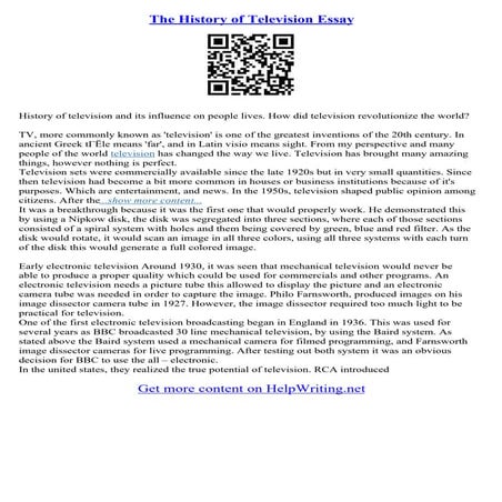 Essay For Television | PDF