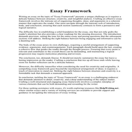 Essay Framework. How to Structure an Essay: A Guide for College ...