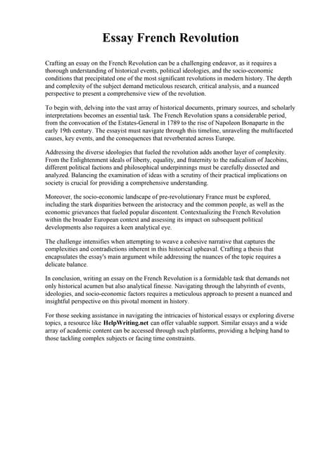 French Revolution Essays. Otterbein University | PDF