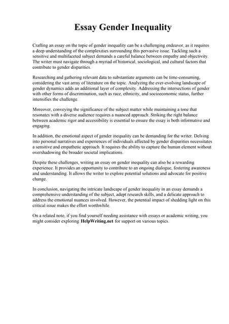 Gender Equality Essay.pdf | Debated Sensitive Social Issues | Sensitive ...