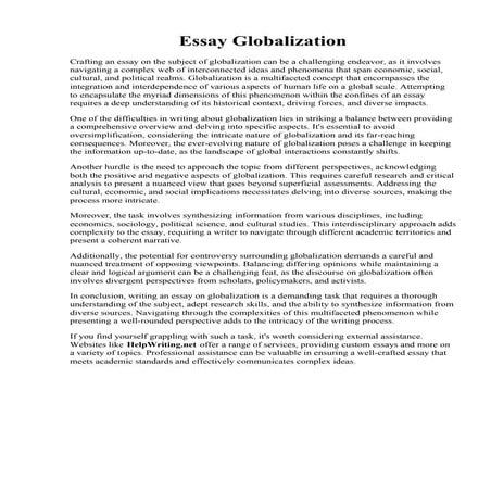 Essay Globalization | PDF