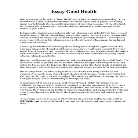 Essay Good Health | PDF