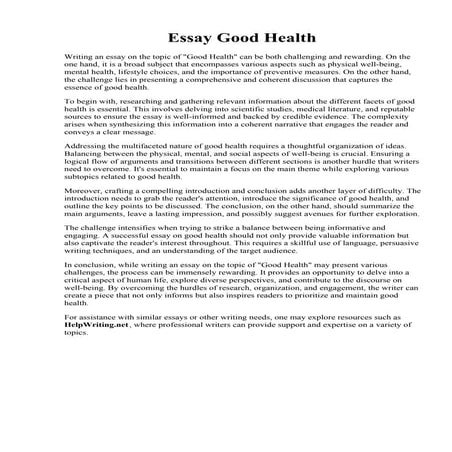 Essay Good Health | PDF