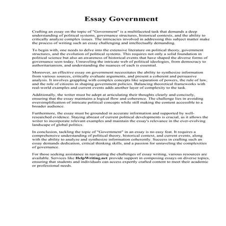Essay Government.pdf | Homework and Study | Education