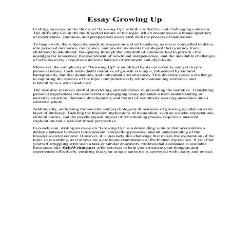Essay Growing Up. What you want to be when you grow up essay. What Do I ...